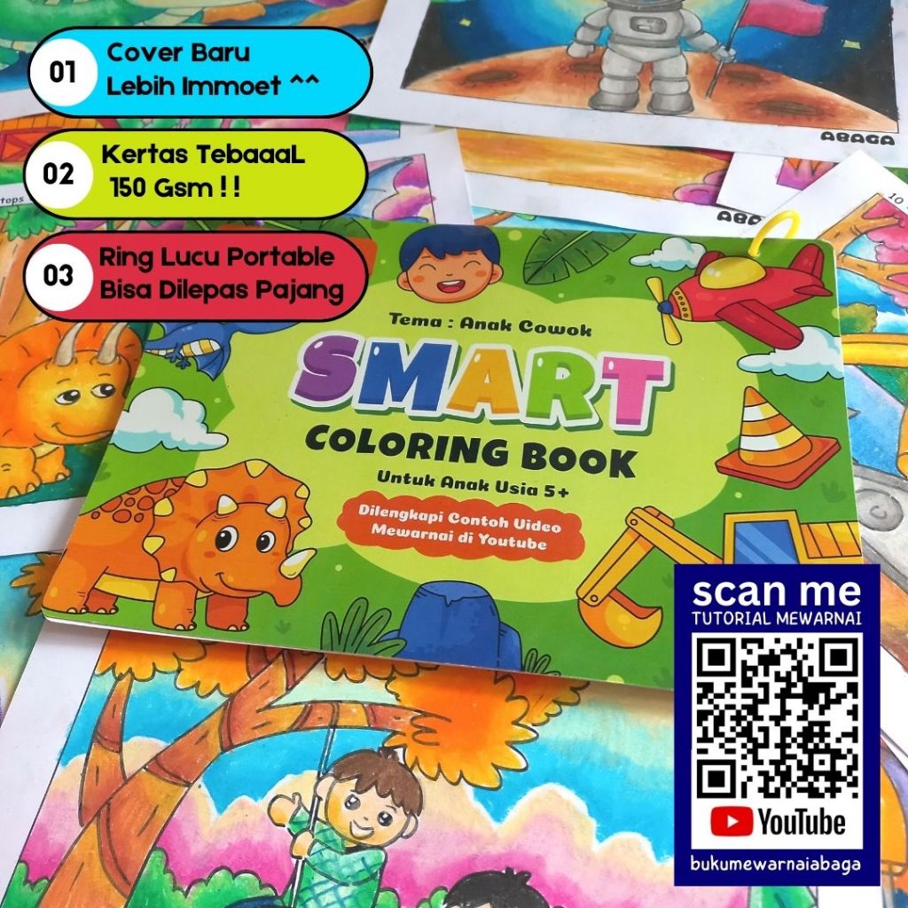 Jual Smart Coloring Book Boy Anak Cowok/ Buku Mewarnai Anak Cowok TK SD ...