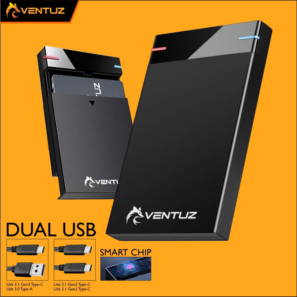 Jual VENTUZ ENCLOSURE CADDY 2.5 SSD/HARD DISK dual USB 3.1 GEN 2 (Type C) | Shopee Indonesia