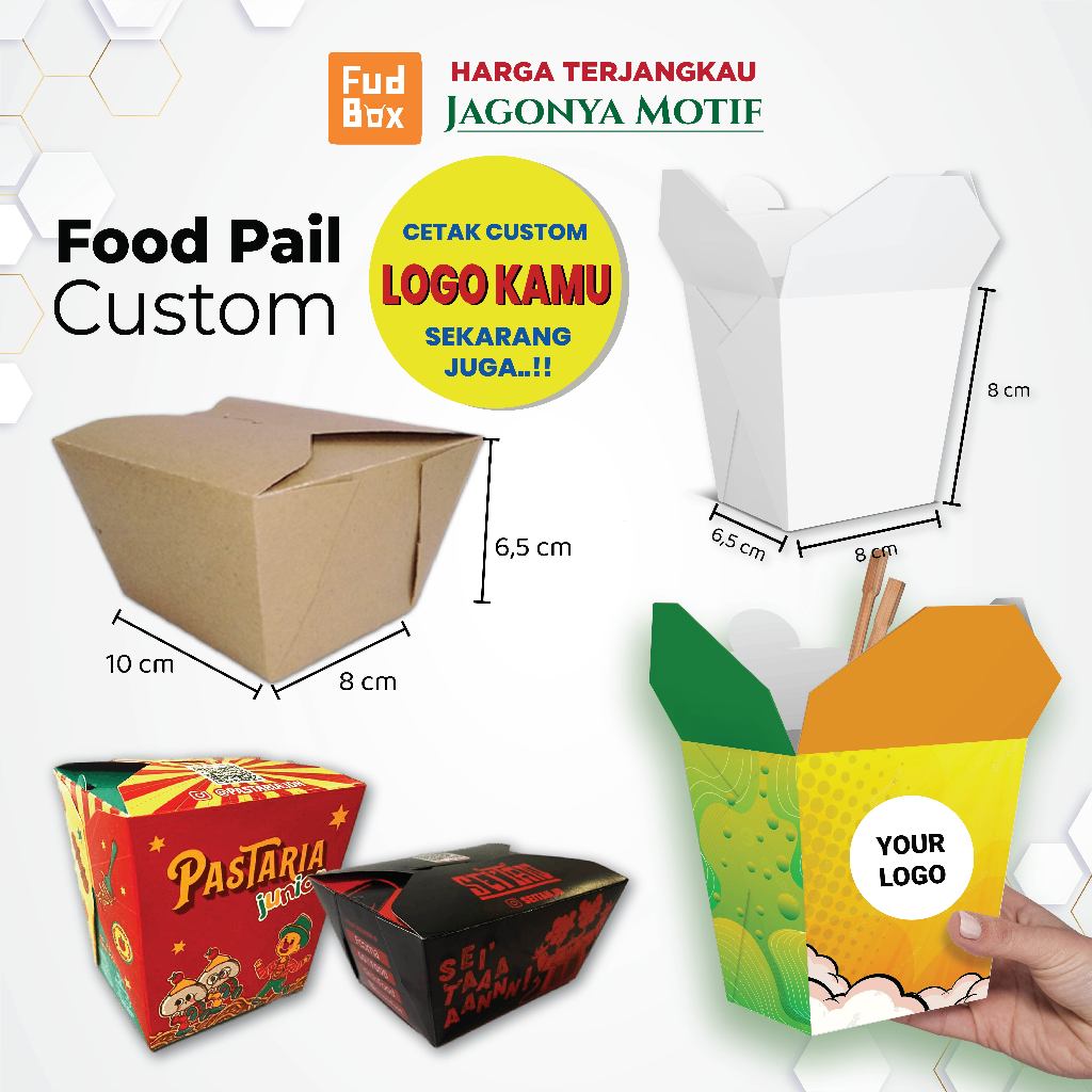 Jual Food Pail Medium Cetak Custom | Paper Rice Box Food Pail Forming ...