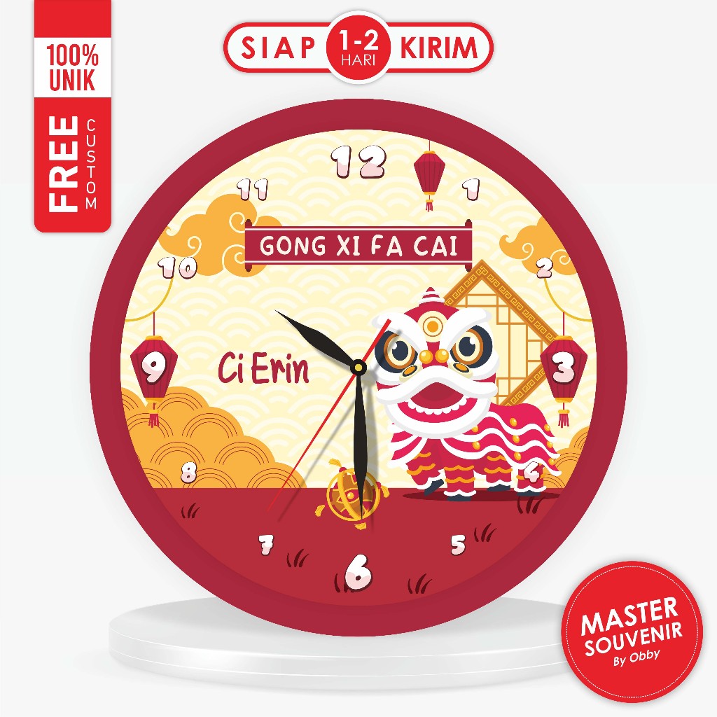 Jual Jam Custom Hari Raya Cina Ukuran 10CM (Hadiah Imlek Souvenir Edisi ...