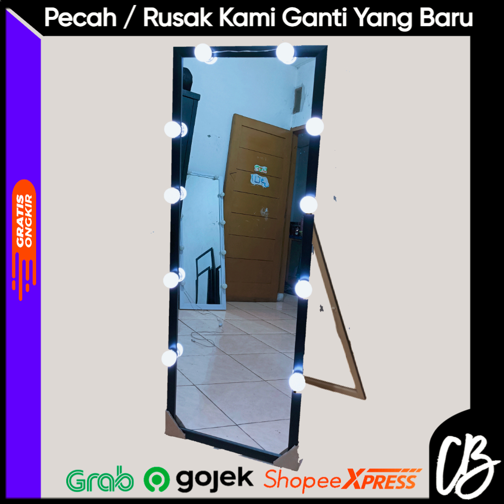 Jual Standing Mirror / Cermin Berdiri + Lampu Vanity 45 x 127 Cm ...