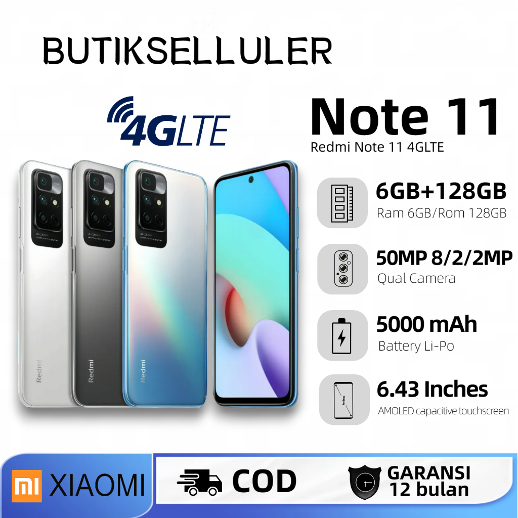Jual Xiaomi Redmi Note 11 4G 6G/128GB 6.5inch Layar Smartphone | Shopee Indonesia