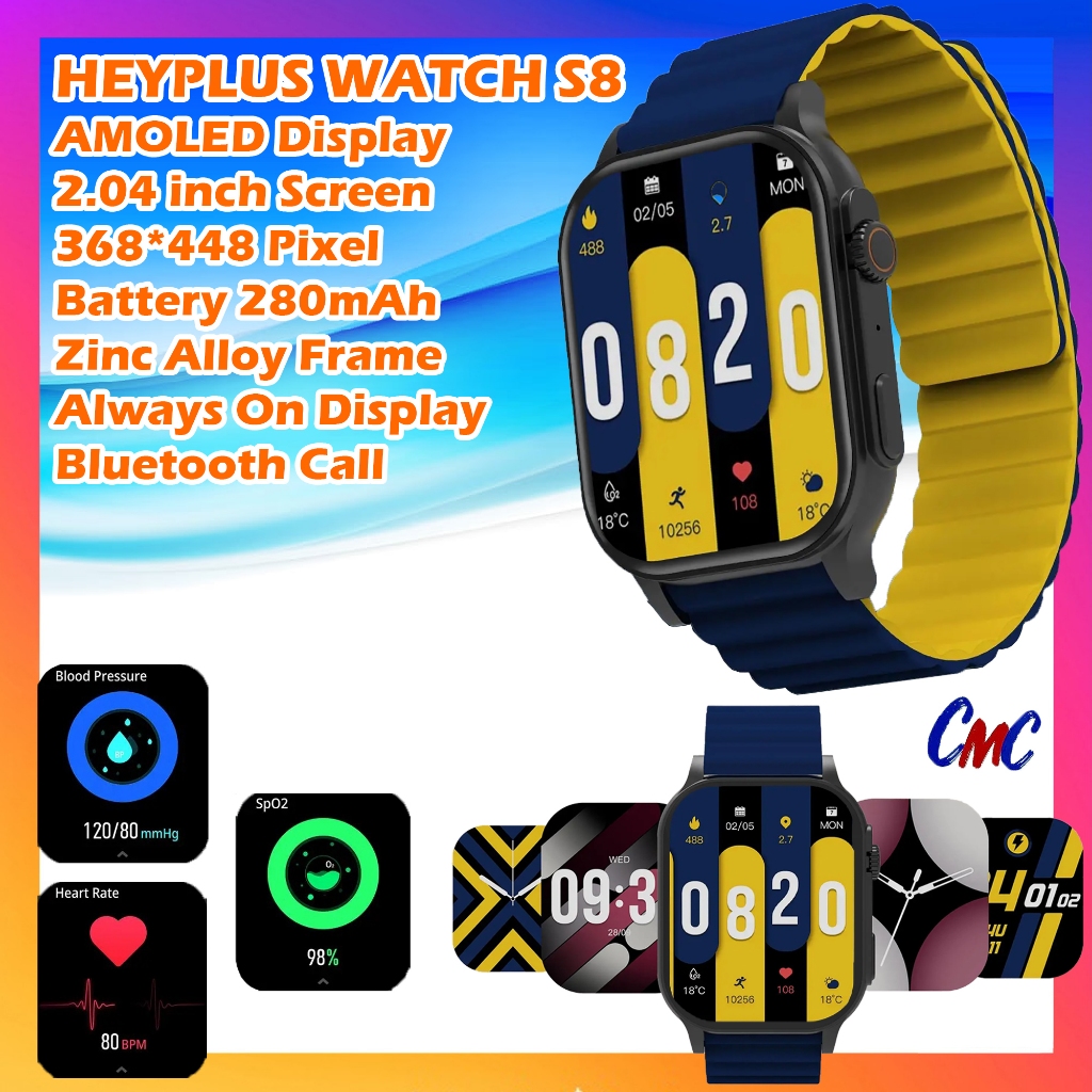 Jual Hey Plus Watch S8 Smartwatch AMOLED 2.04 inch Heyplus Pria Wanita ...