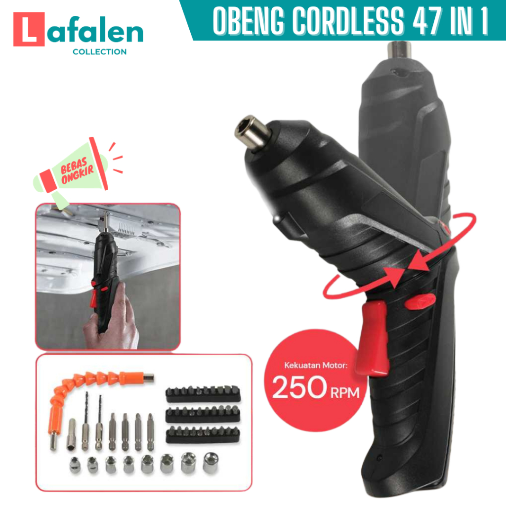 Jual Obeng Listrik Cordless Screwdriver Wireless Obeng Elektrik 47 in 1 ...