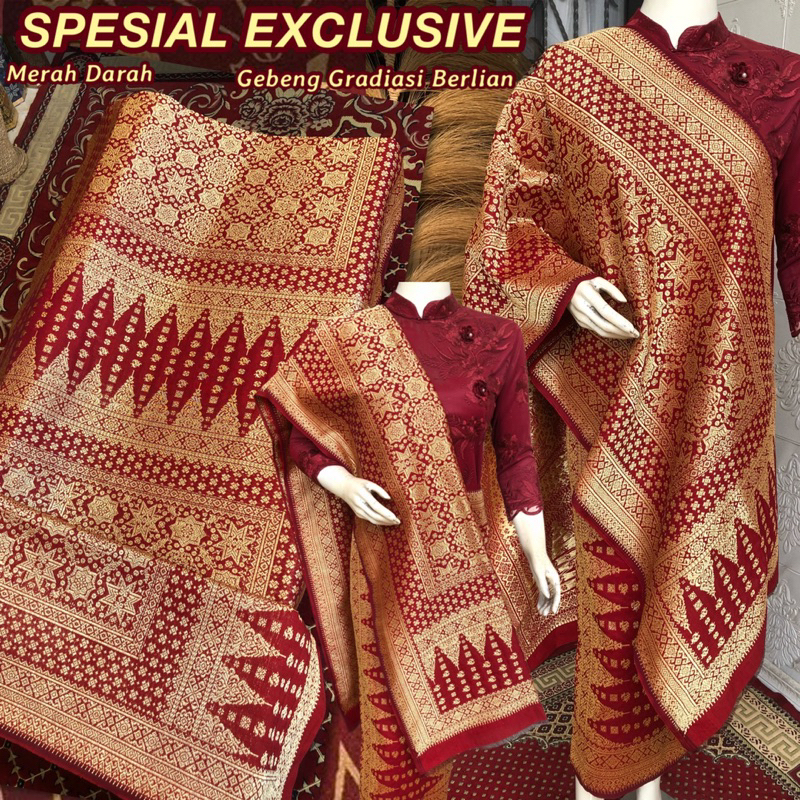 Jual Exclusive Songket Lepus Gebeng ORI gradiasi Berlian/ Merah Darah/ songket tenun asli ...