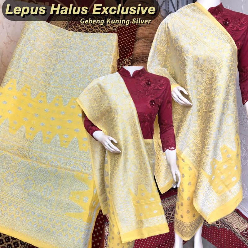 Jual Songket Lepus Exclusive Gebeng warna Kuning Silver /songket tenun asli palembang /ilham ...