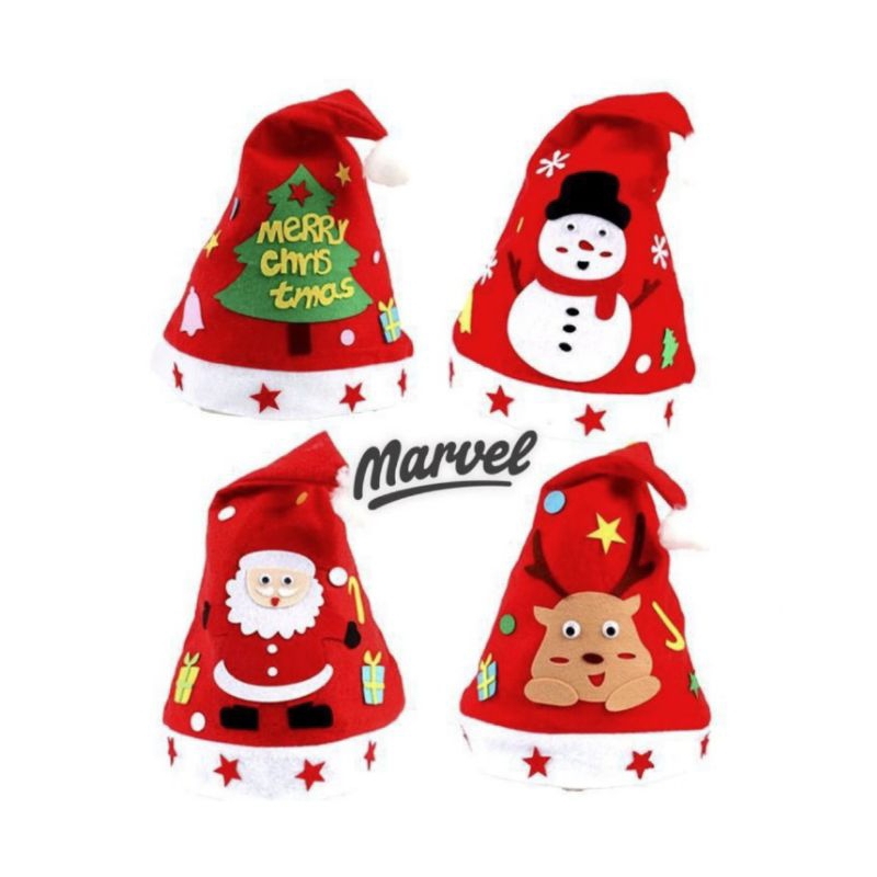 Jual Topi Christmas / Natal Tempelan Bahan Flanel ( Kerajinan ...