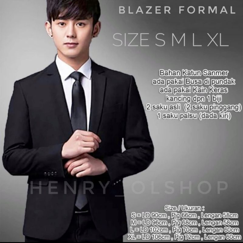 Jual BAJU BLAZER FORMAL FASHION PRIA ORIGINAL MODEL COWOK WARNA HITAM ...