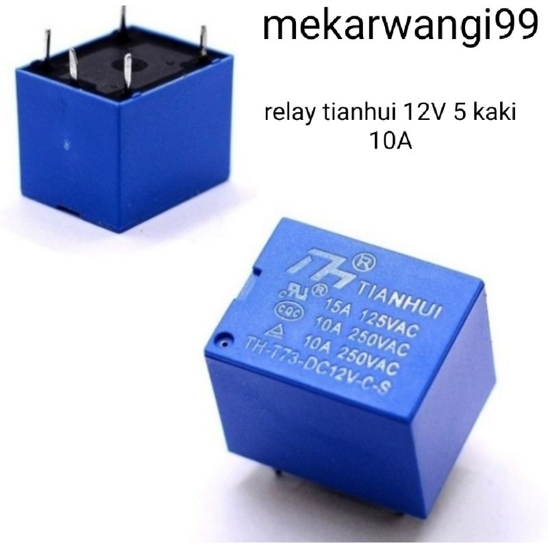 Jual relay Tianhui 12V 5 kaki 10A (isi 10pcs )/relay 12V 5pin 10A Tianhui | Shopee Indonesia