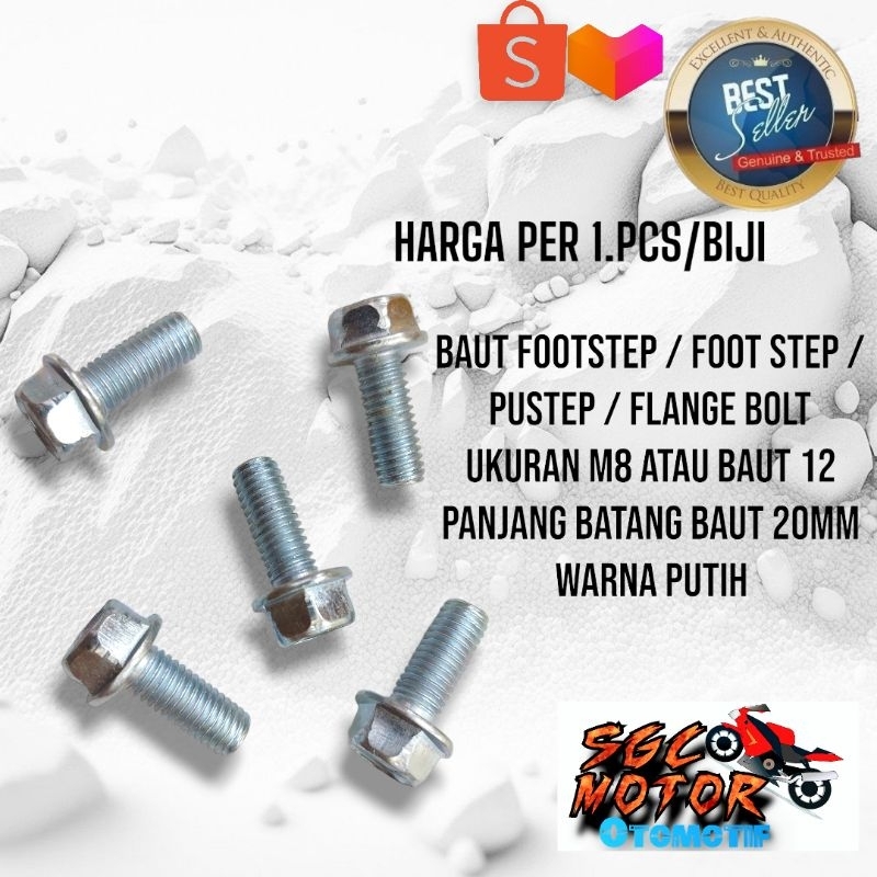 Jual BAUT FOOTSTEP / FOOT STEP / PUSTEP / FLANGE BOLT UKURAN M8 atau ...