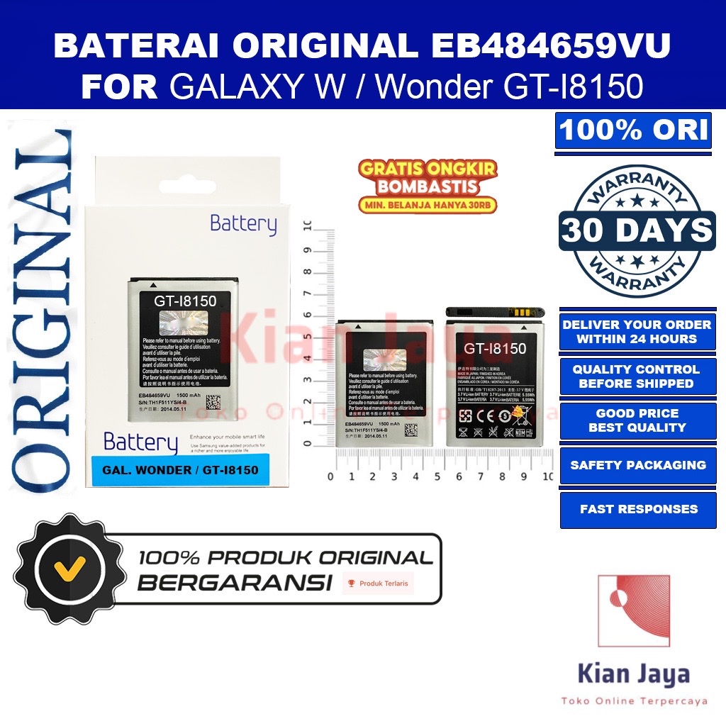 Jual [Garansi 100% Ori] Baterai Galaxy W Wonder / GT-I8150, EB484659VU ...