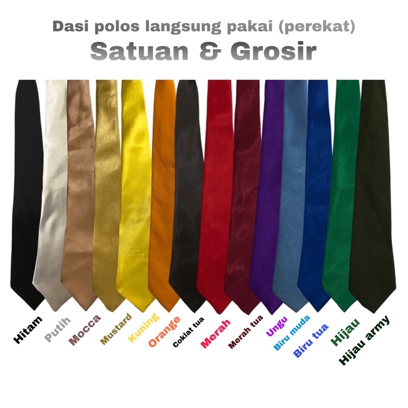 Jual DASI PANJANG PRIA BAHAN SATIN / DASI INSTANT / DASI POLOS MURAH ...