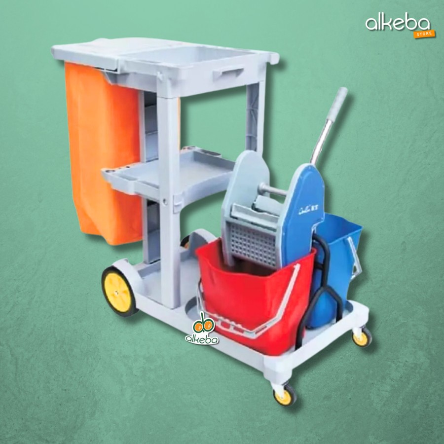 Jual Janitor Cart With Double Bucket ( D-11C ) - troli housekeeping ...