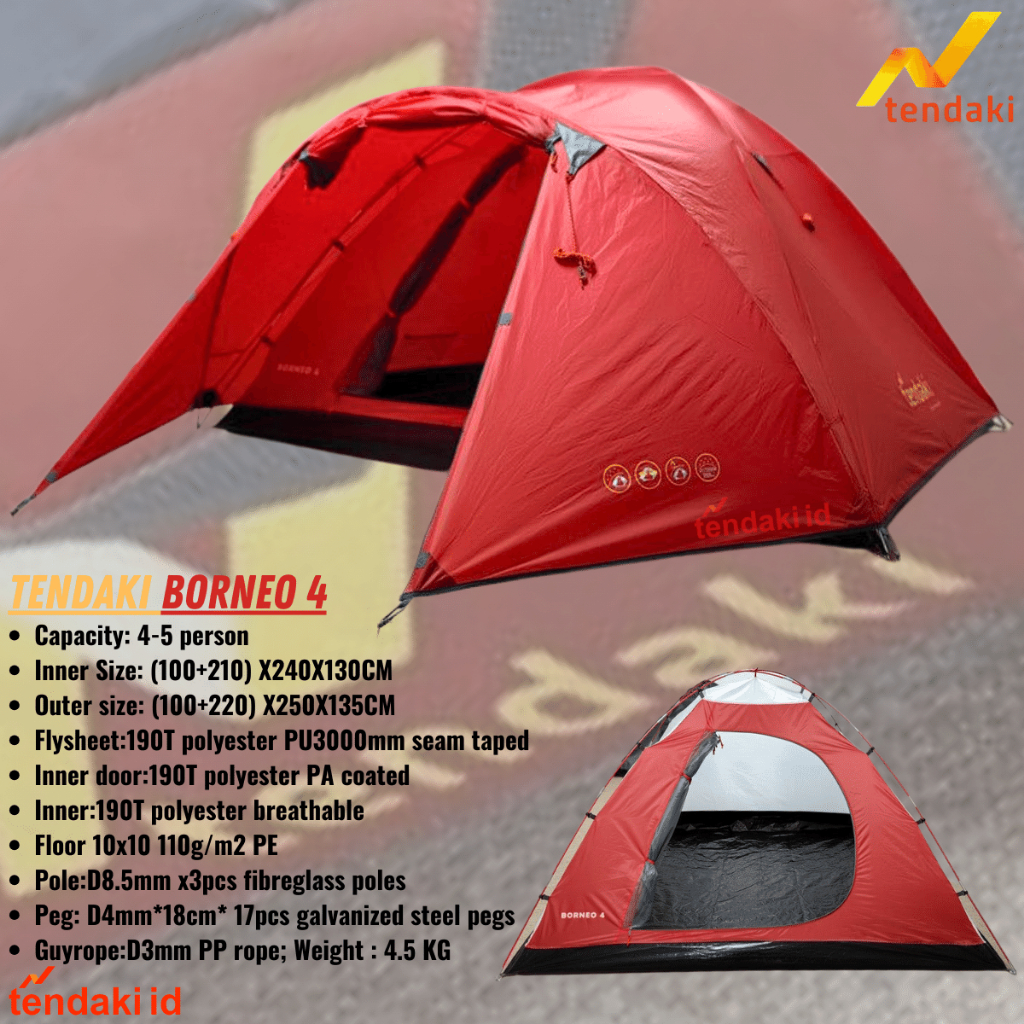 Jual Tenda Camping Borneo 4 / Tendaki Borneo 4 Blue Harbour / Tenda ...