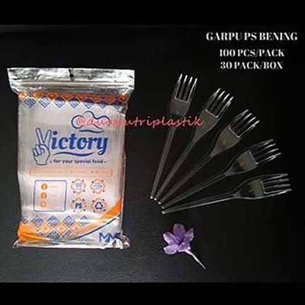 Jual Sendok Dan Garpu Makan Plastik VICTORY Putih (isi 100 pcs ...