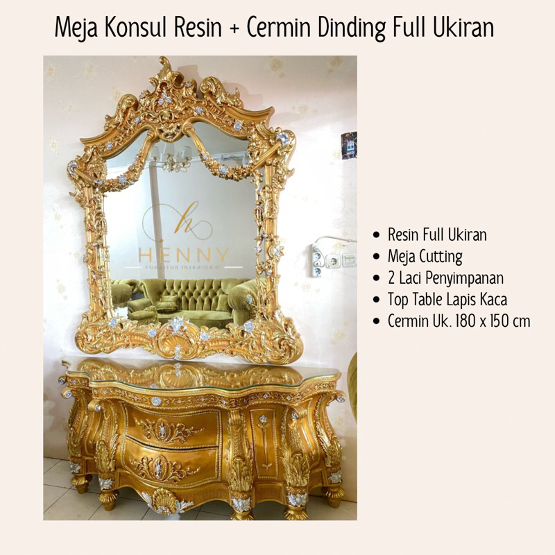 Jual Henny Furniture Meja Konsul Resin + Cermin Dinding Full Ukuran ...