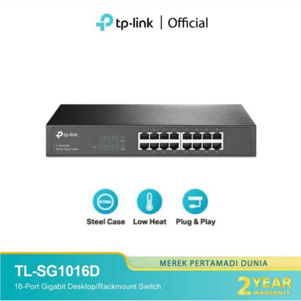 Jual TPLINK TP Link TL-SG1016D 16-Port Gigabit Switch Hub | Shopee ...