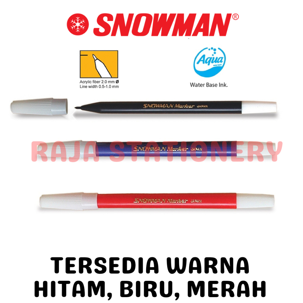 Jual Snowman Permanent Marker Pen BLACK BLUE RED / Spidol Snowman Kecil PW-1A PW1A HITAM BIRU ...