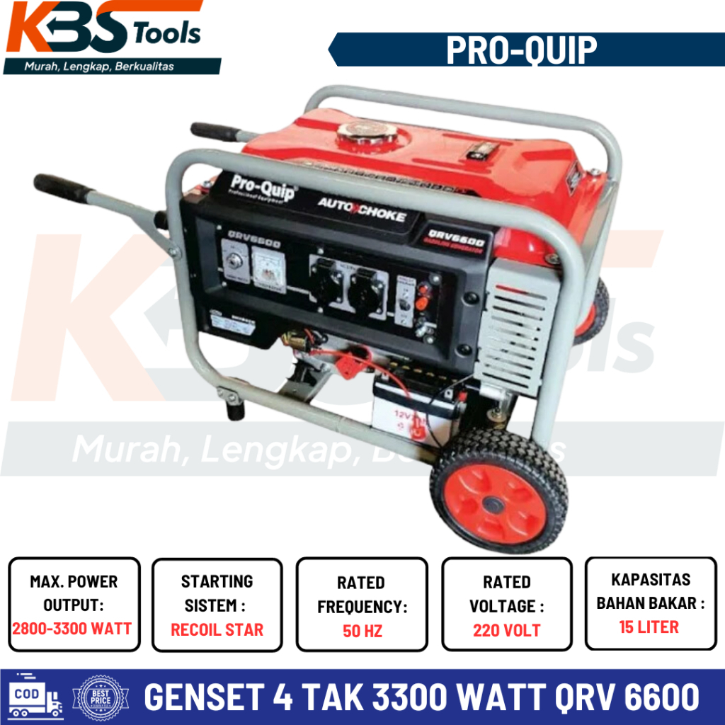 Jual Mesin Genset Proquip 3300 Watt QRV 6600 Gasoline Generator 4 Tak 3300W | Shopee Indonesia