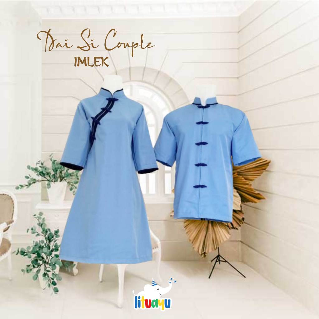 Jual Dai Si Dress Baju Imlek Model Cheongsam China Couple Keluarga Biru ...