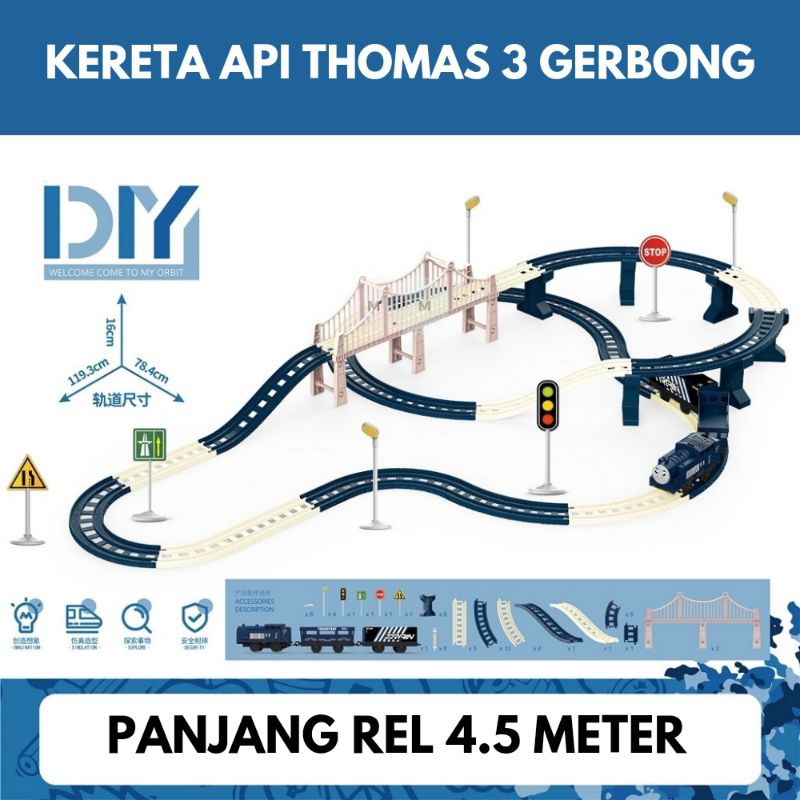 Jual Mainan Kereta Api Thomas 3 Gerbong Rail 4 5 Meter Mainan Anak