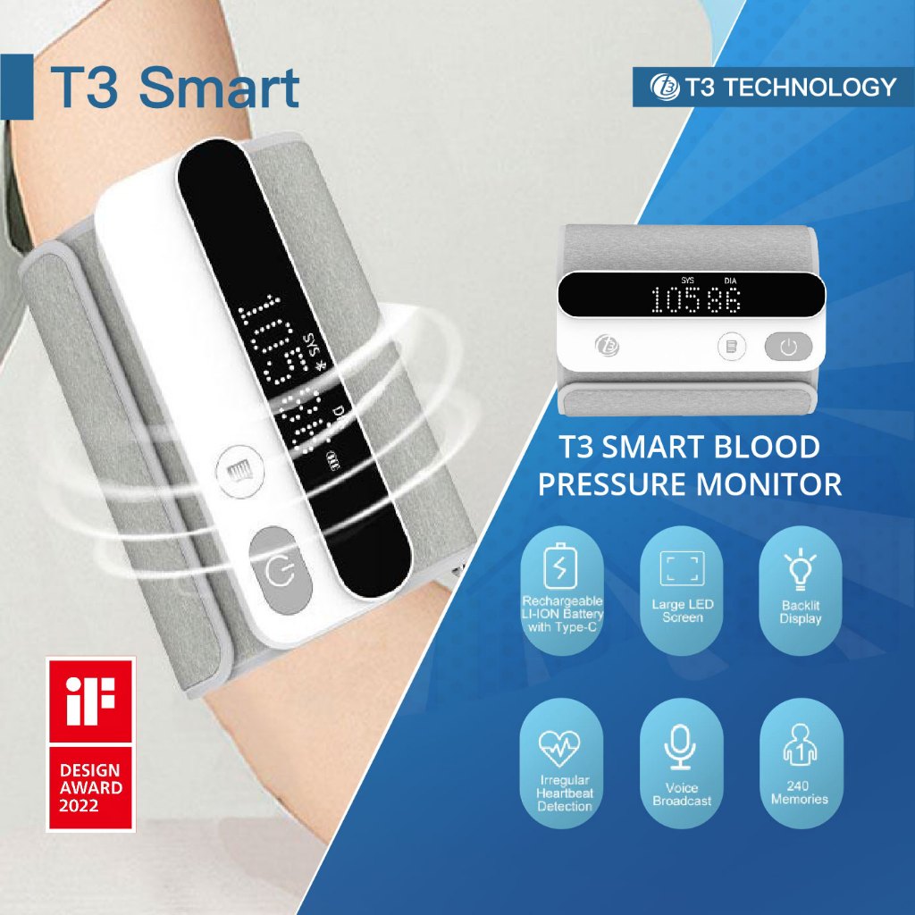 Jual T3 Smart Automatic Tubeless Arm Blood Pressure Monitor BP1 ...