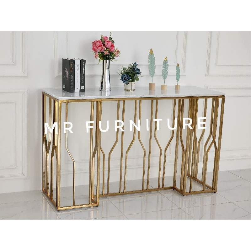 Jual Wine console table stainless top marmer putih carrara ukuran ...