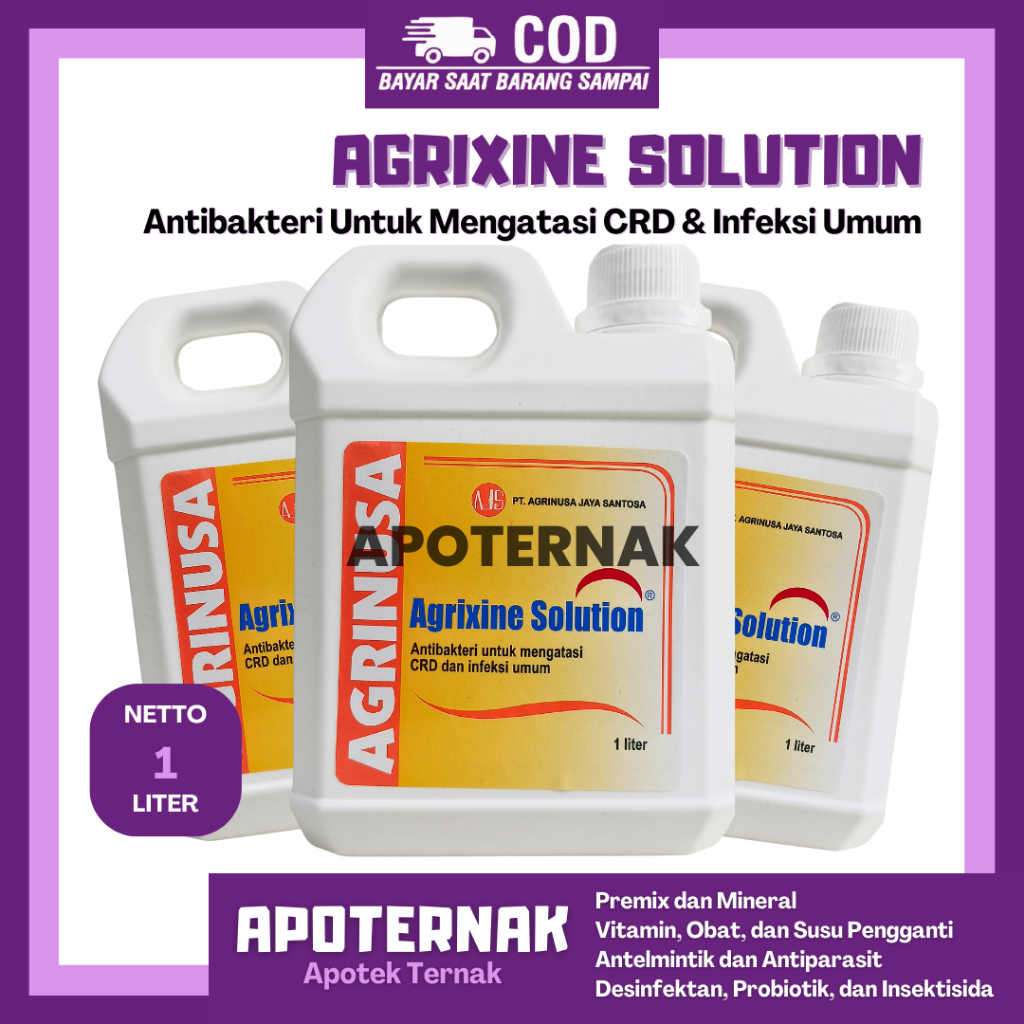 Jual AGRIXINE SOLUTION 1 LITER - Obat Ayam CRD Snot Pilek Korisa Kolera ...