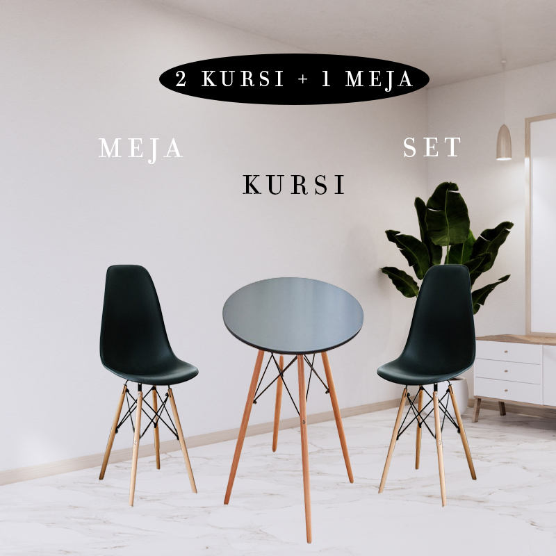 Jual Set Meja Kursi Cafe Premium 1 Meja 2 Kursi Dinning Table Bundar ...