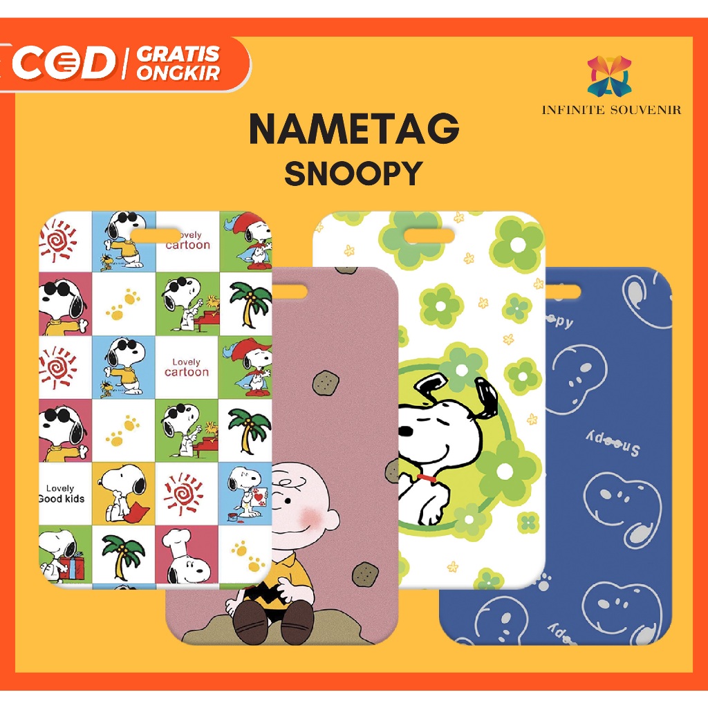 Jual (N009) Nametag Snoopy TANPA TALI / Card Holder Snoopy / ID Card Charlie Brown / Tempat ...