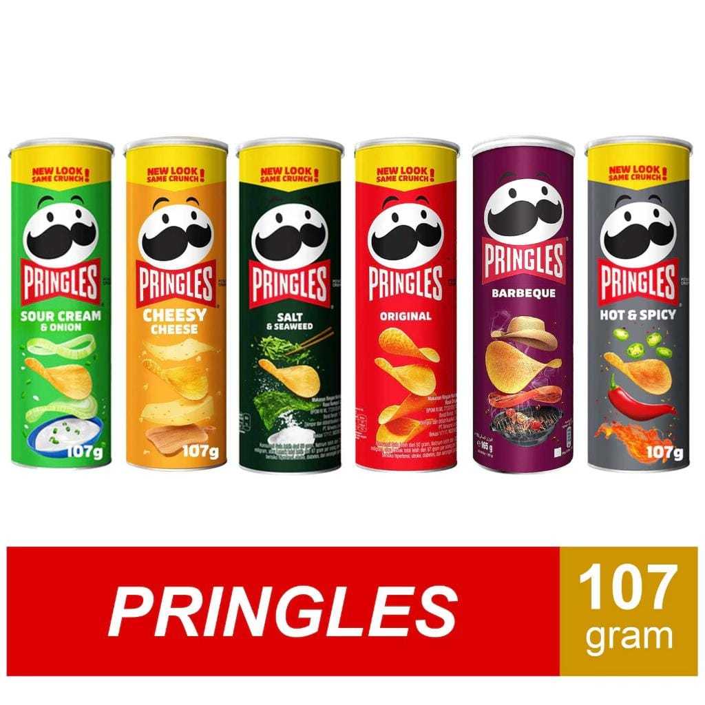 Jual pringles potato crispy/ pringles 107gr/pringles snack kemasan ...