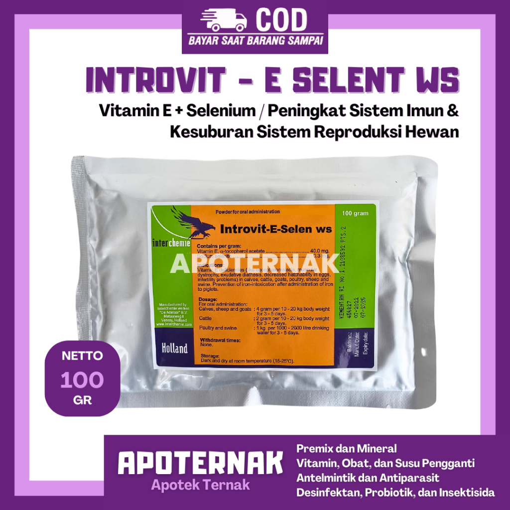 Jual INTROVIT E SELEN WS 100 gram - Vitamin Meningkatkan Fertilitas dan ...