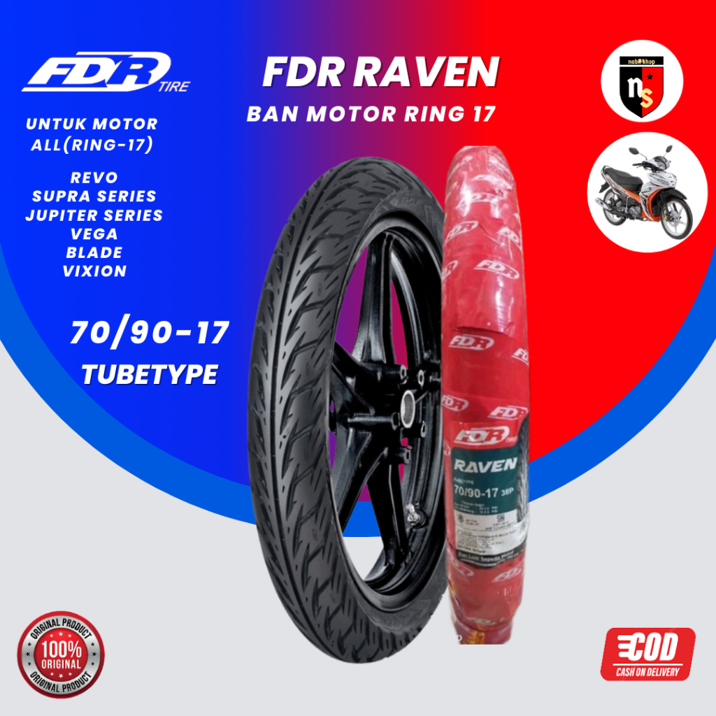Jual Ban FDR Raven 70/90-17 Tube Type Ban ring 17 Motor Bebek | Shopee ...