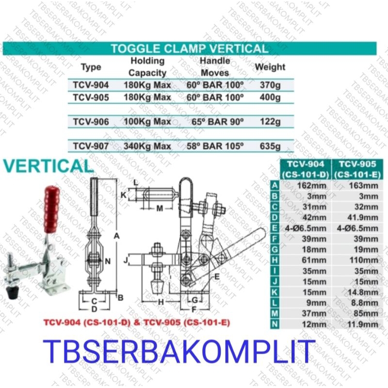 Jual Toggle Clamp Vertical Wipro TCV-904 180kg CS-101D / TCV-905 180kg CS-101E / TCV-906 100kg ...