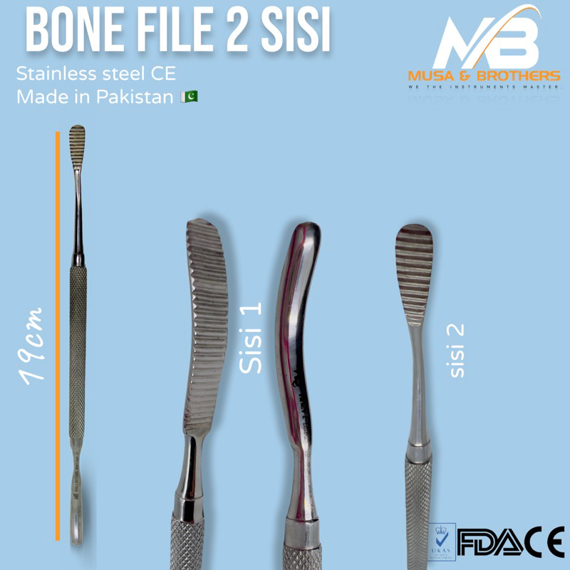 Jual MB Bone File 2 sisi Stainless steel CE grade 420 Premium quality ...