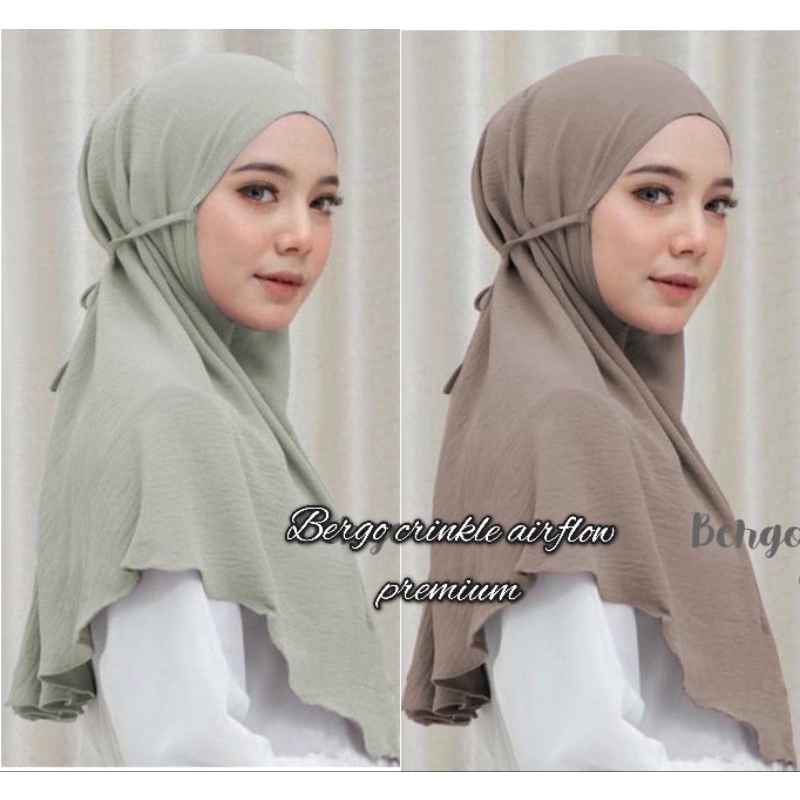 Jual Jilbab Instan Bergo Maryam Crinkle Airflow Premium | Hijab Crinkle (Size M) | Shopee Indonesia
