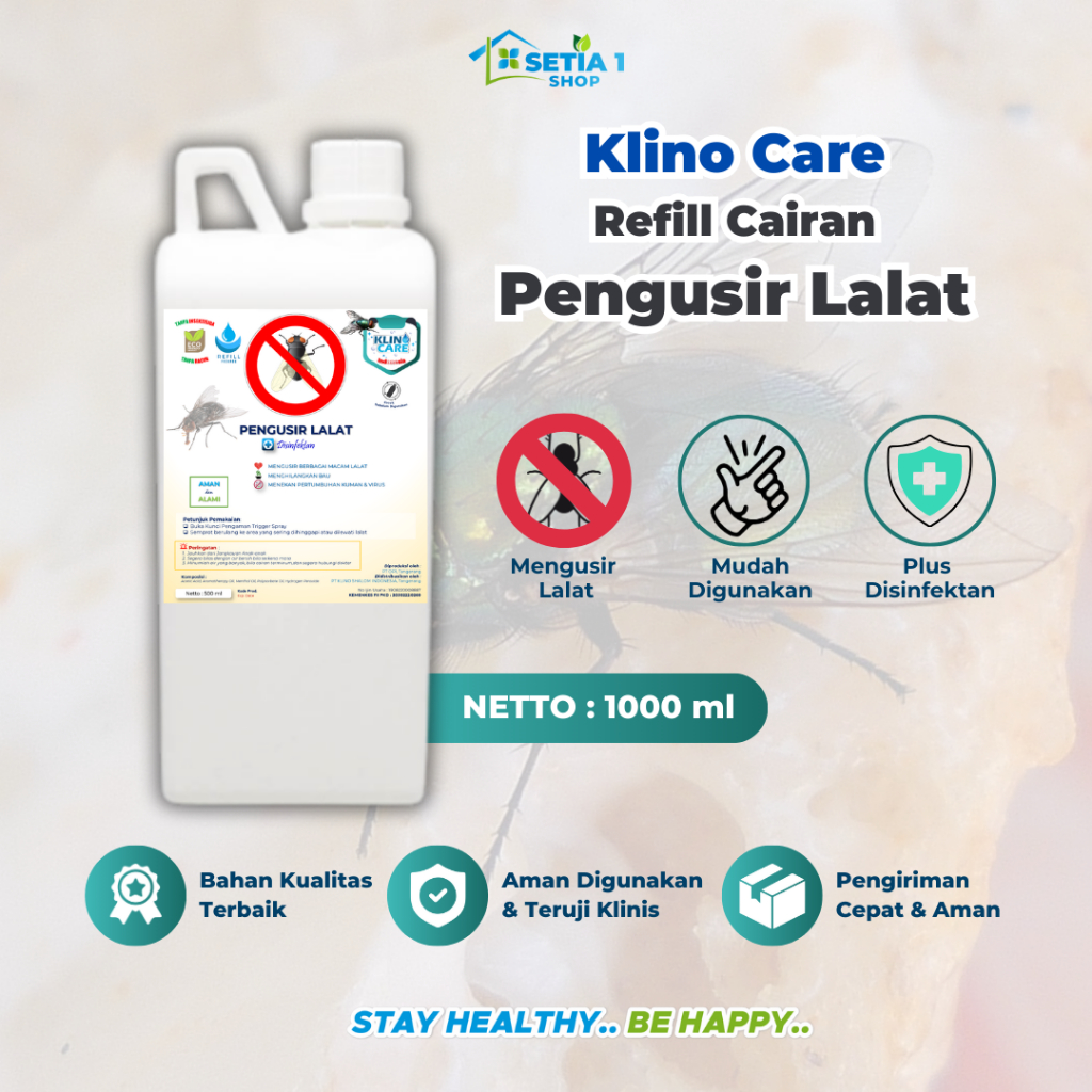 Jual Refill Spray Anti Lalat 1000ml KLINO CARE Isi Ulang 1L Cairan ...