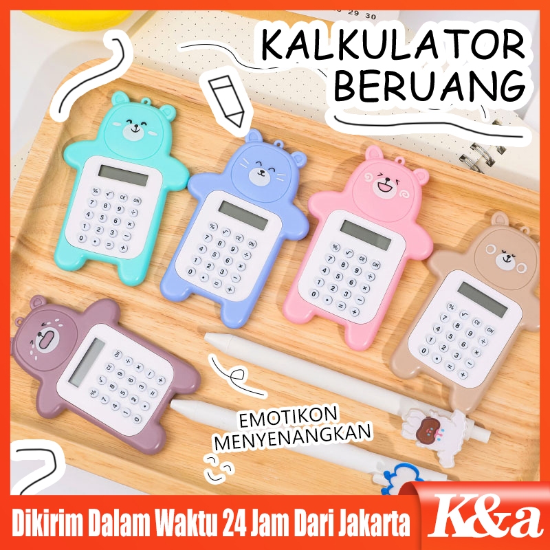 Jual HC Calculator Mini Portable Motif Bear Kalkulator Portable Mini ...
