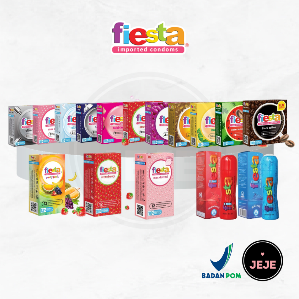 Jual [PRIVASI AMAN] FIESTA Ultra Thin Safe Delay Max Dotted Strawberry ...