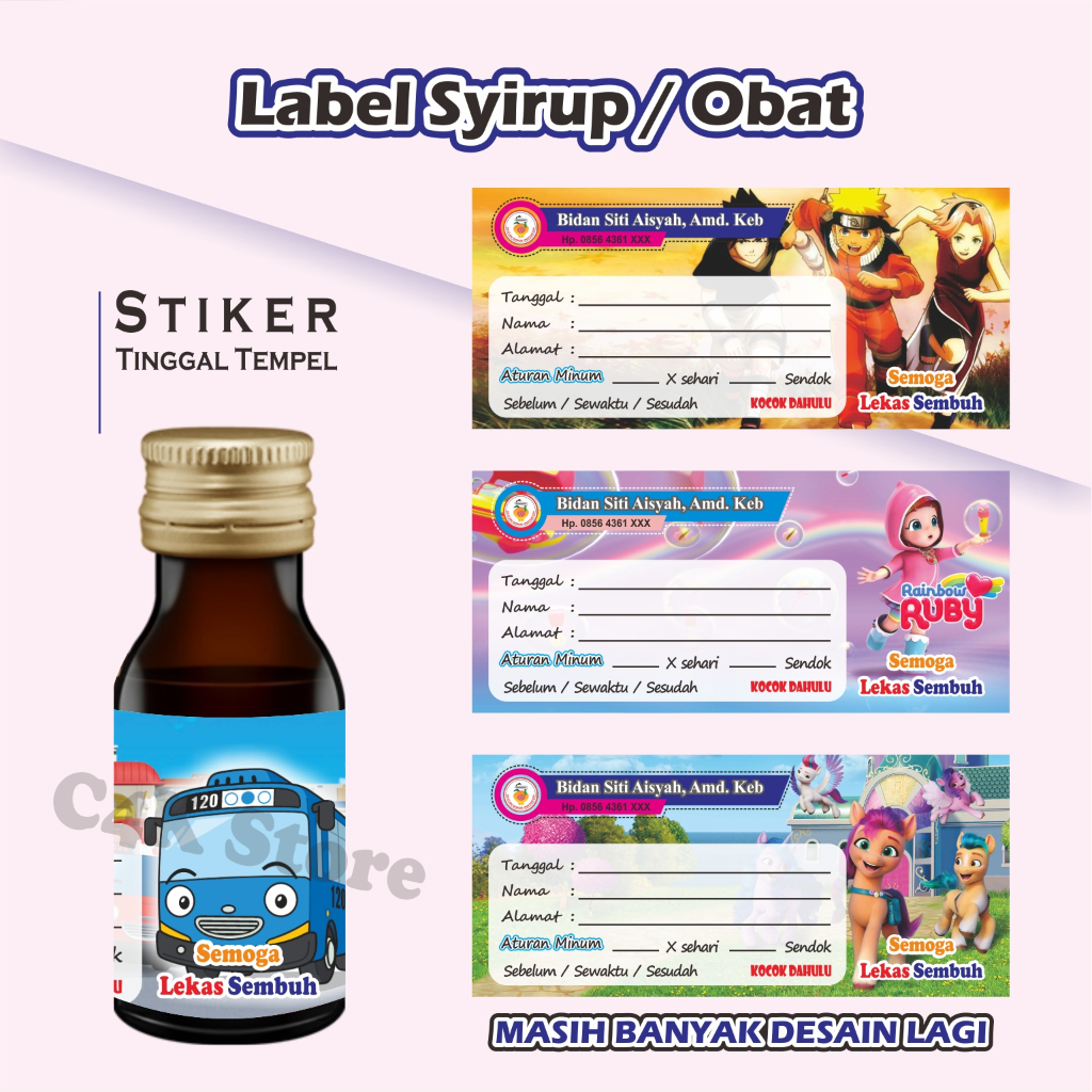 Jual Label obat syrup / Etiket obat syrup / Stiker label obat / Stiker ...