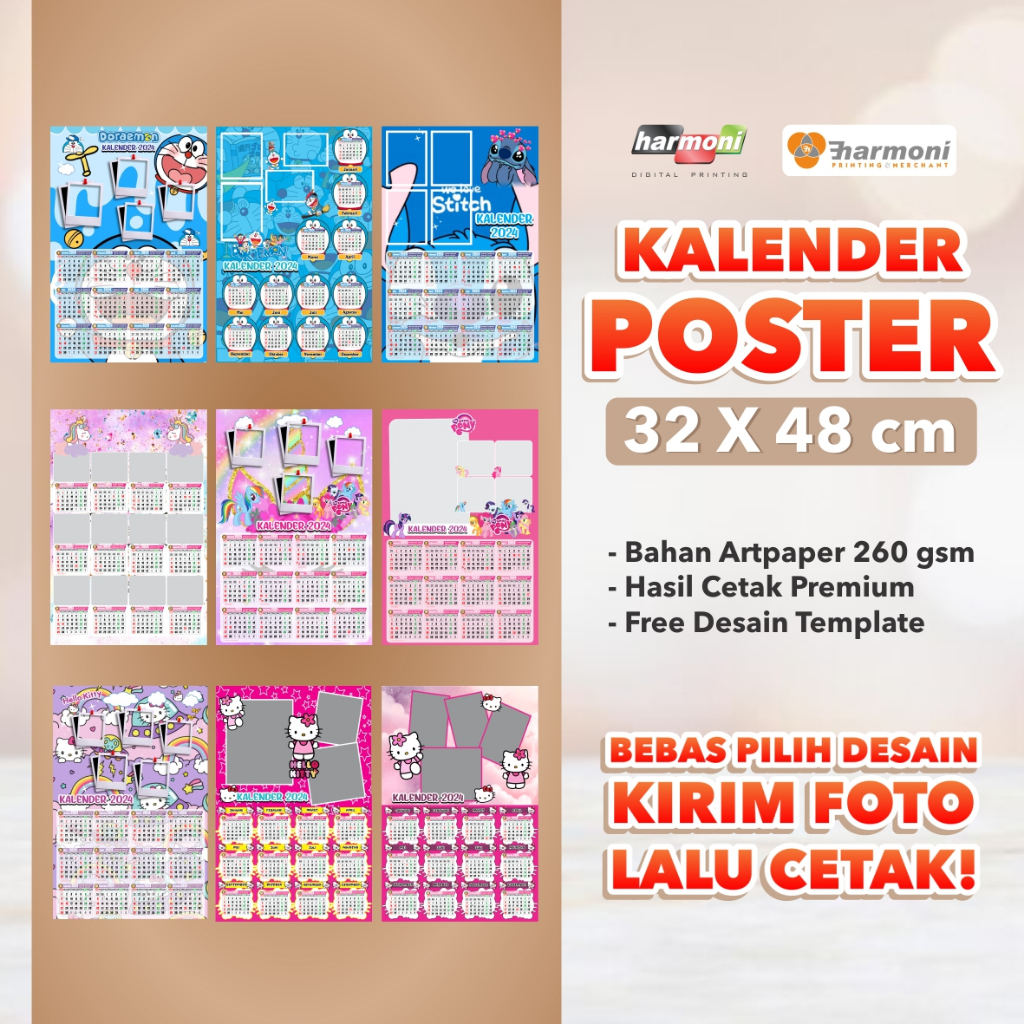 Jual Kalender Poster A3+ Besar | Bebas Pilih Desain - Tinggal Kirim Foto | Shopee Indonesia