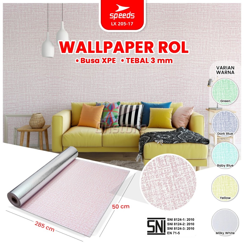 Jual SPEEDS SNI Wallpaper Dinding Roll Motif Kain Linen Foam Motif Batu ...