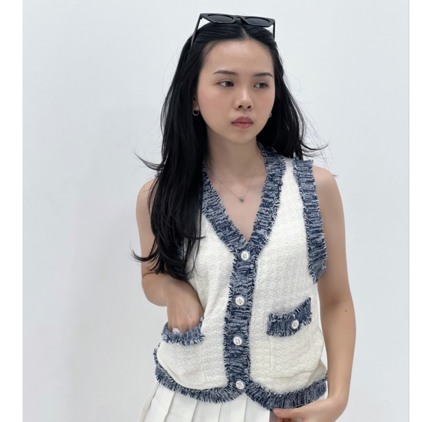 Jual Estella Vest Wanita Rompi Rajut Korean Style Outfit Kerja Kasua ...