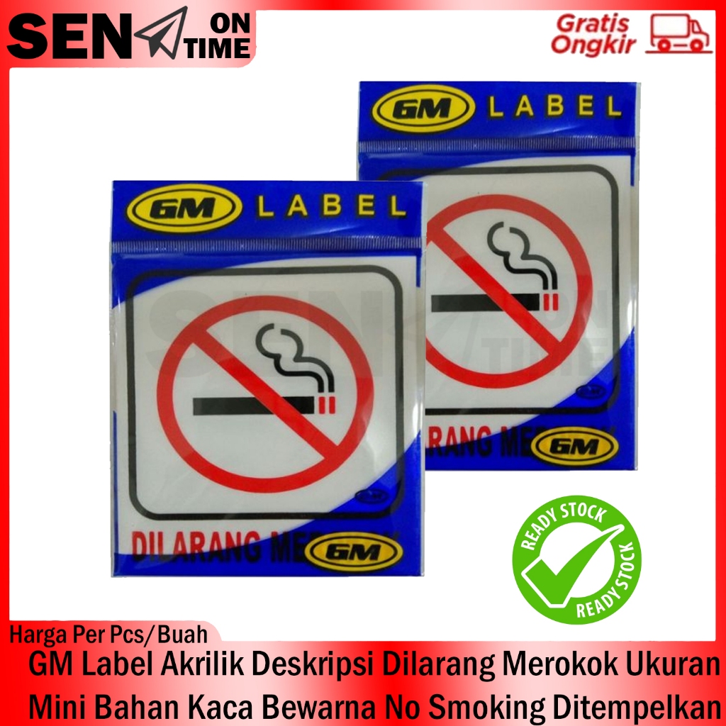 Jual GM Label Akrilik Deskripsi Dilarang Merokok Ukuran Mini Bahan Kaca ...