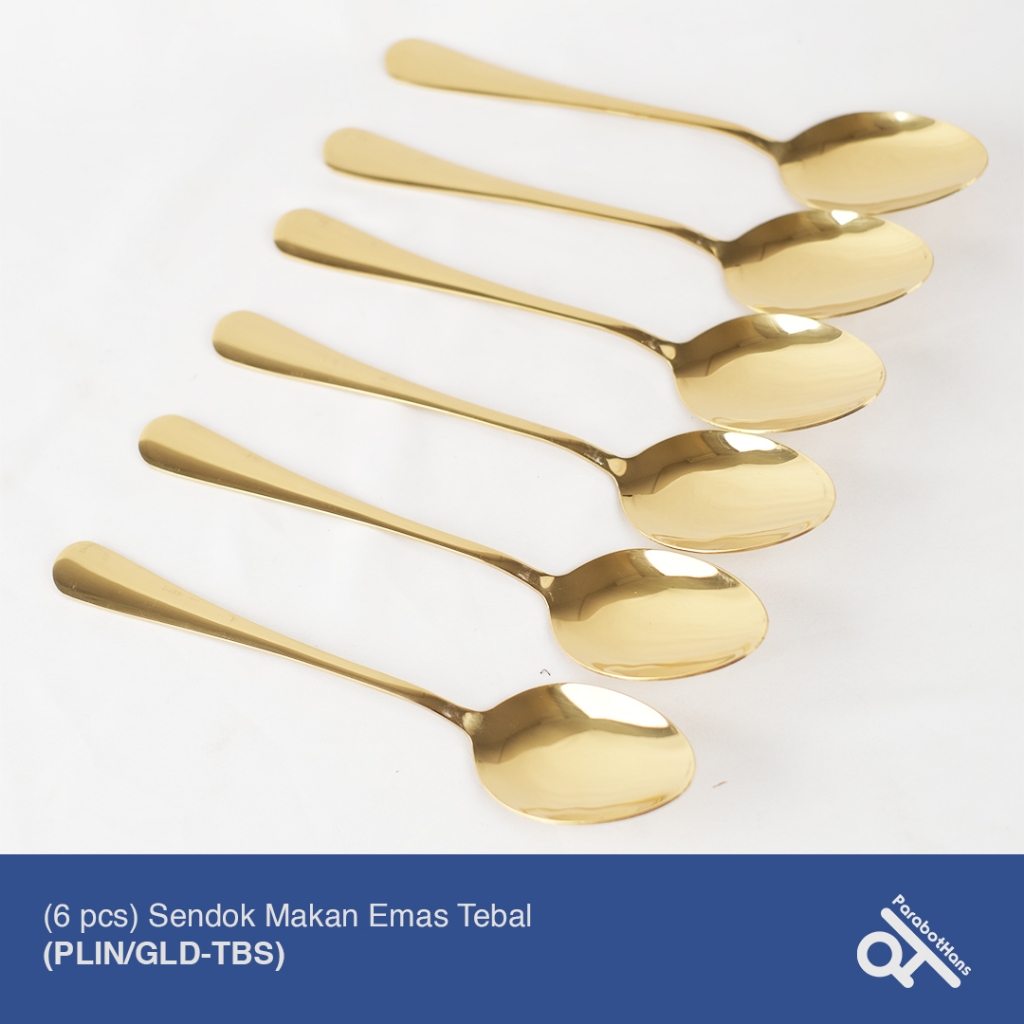 Jual (6 pcs) Sendok Makan Emas Tebal Hotel Stainless Steel Gold Dinner ...