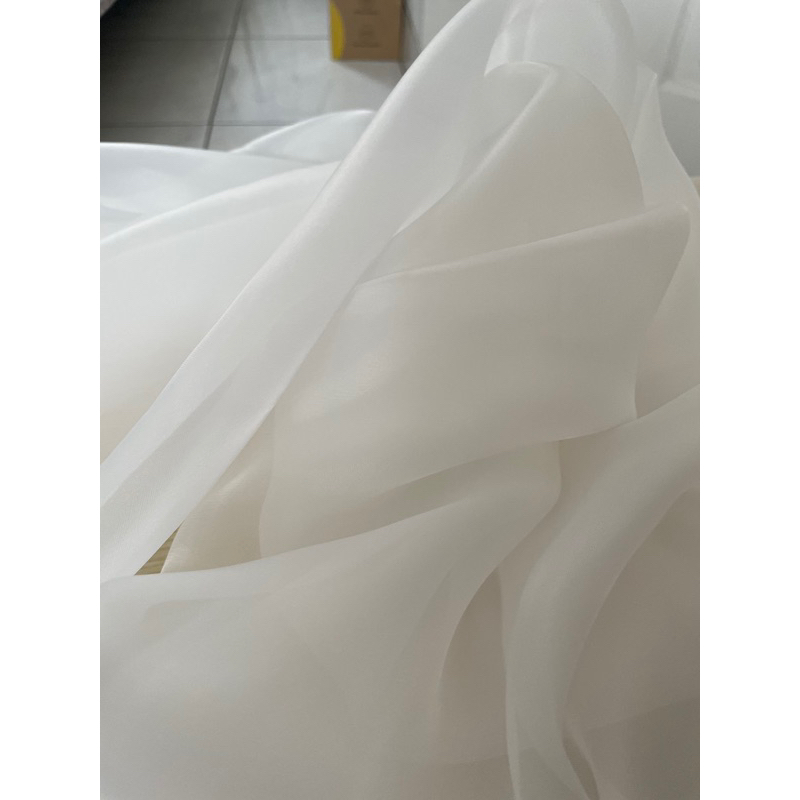 Jual Bahan Kain Organza Organdi Polos Premium Silk Warna Putih Tulang ...