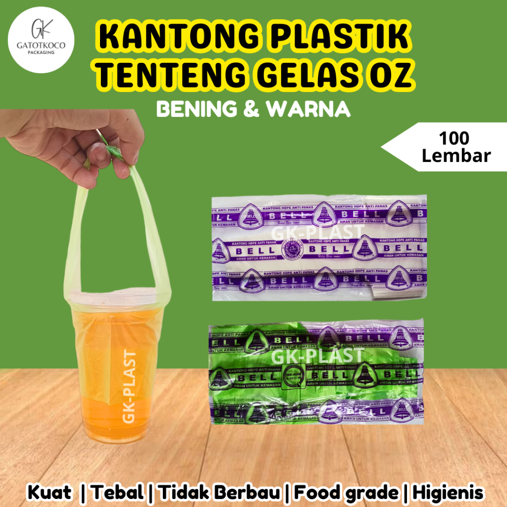 Jual (50 pcs)Plastik Kresek Gelas Cup Tenteng Bening&Warna/plastik cup ...