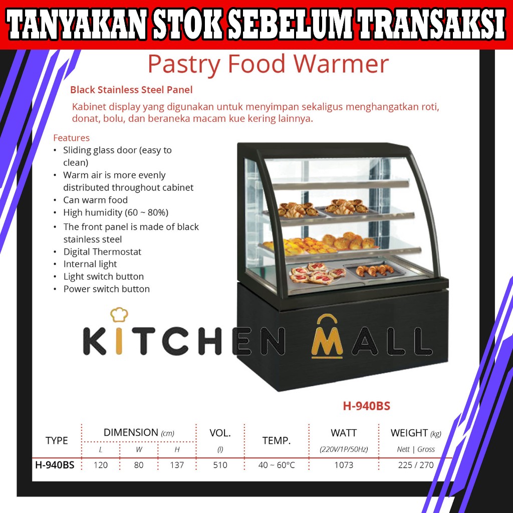 Jual Getra H-940BS Pastry Food Warmer Kabinet Penghangat Roti, Kue, Dll ...