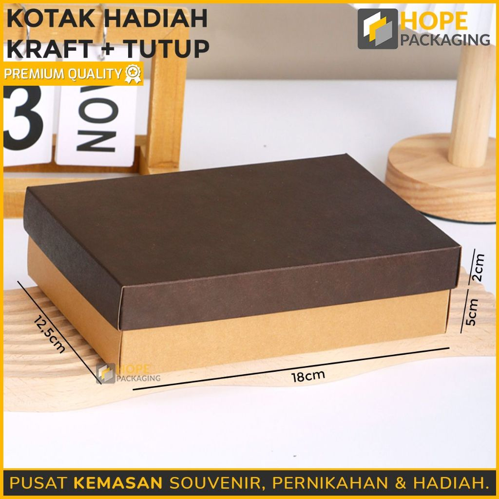 Jual Kotak Hadiah Kraft + Tutup Size : 18x12.5x5cm / Packaging Kado ...