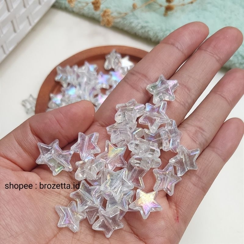 Jual 25gram manik mote bintang bening pelangi untuk merangkai gelang ...